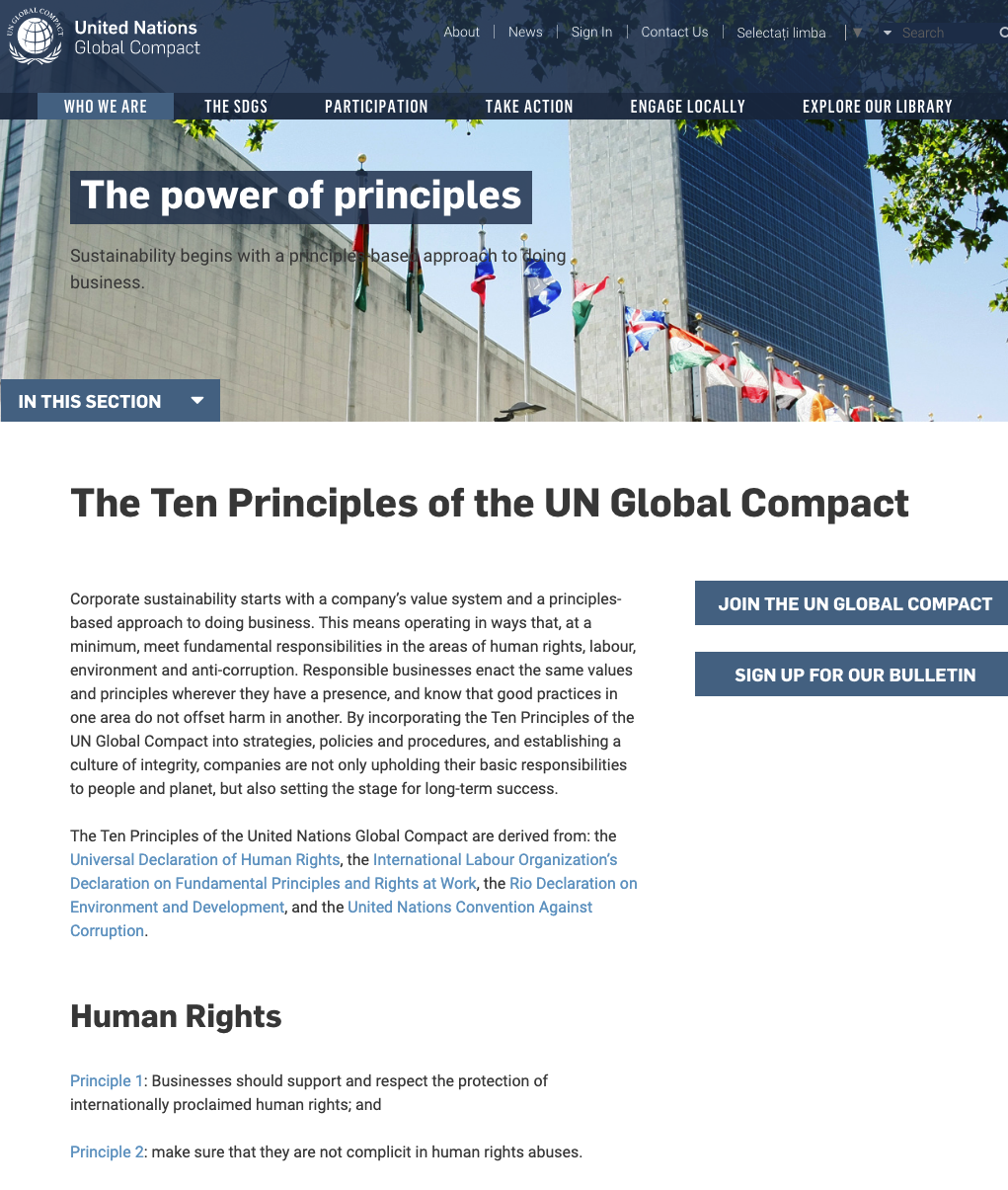 UN Global Compact Principles | IFC Beyond the Balance Sheet